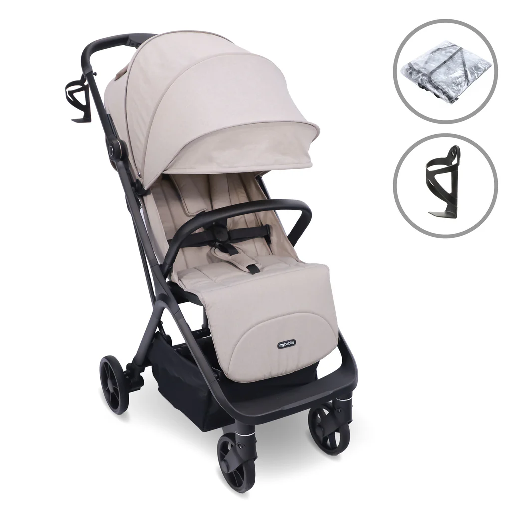 My Babiie MBX7 Plus Auto-Fold Stroller - Camel - Baby Caboodle