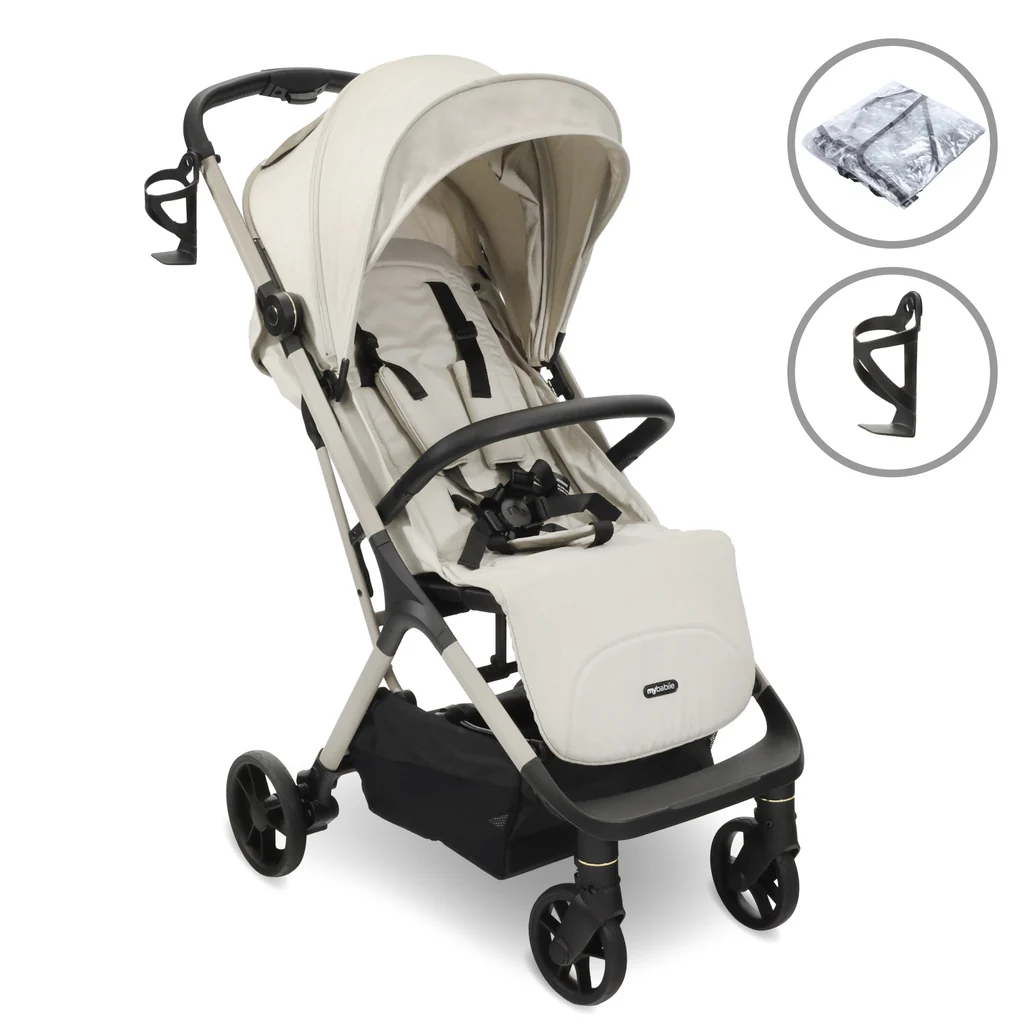 My Babiie MBX7 Plus Auto Fold Stroller - Camel - Baby Caboodle